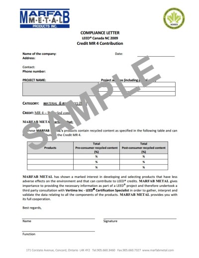 LEED® | Marfab Metal Products Inc.